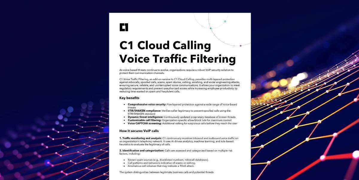 Datasheet | Voice Call Security with C1 Voice Traffic Filtering