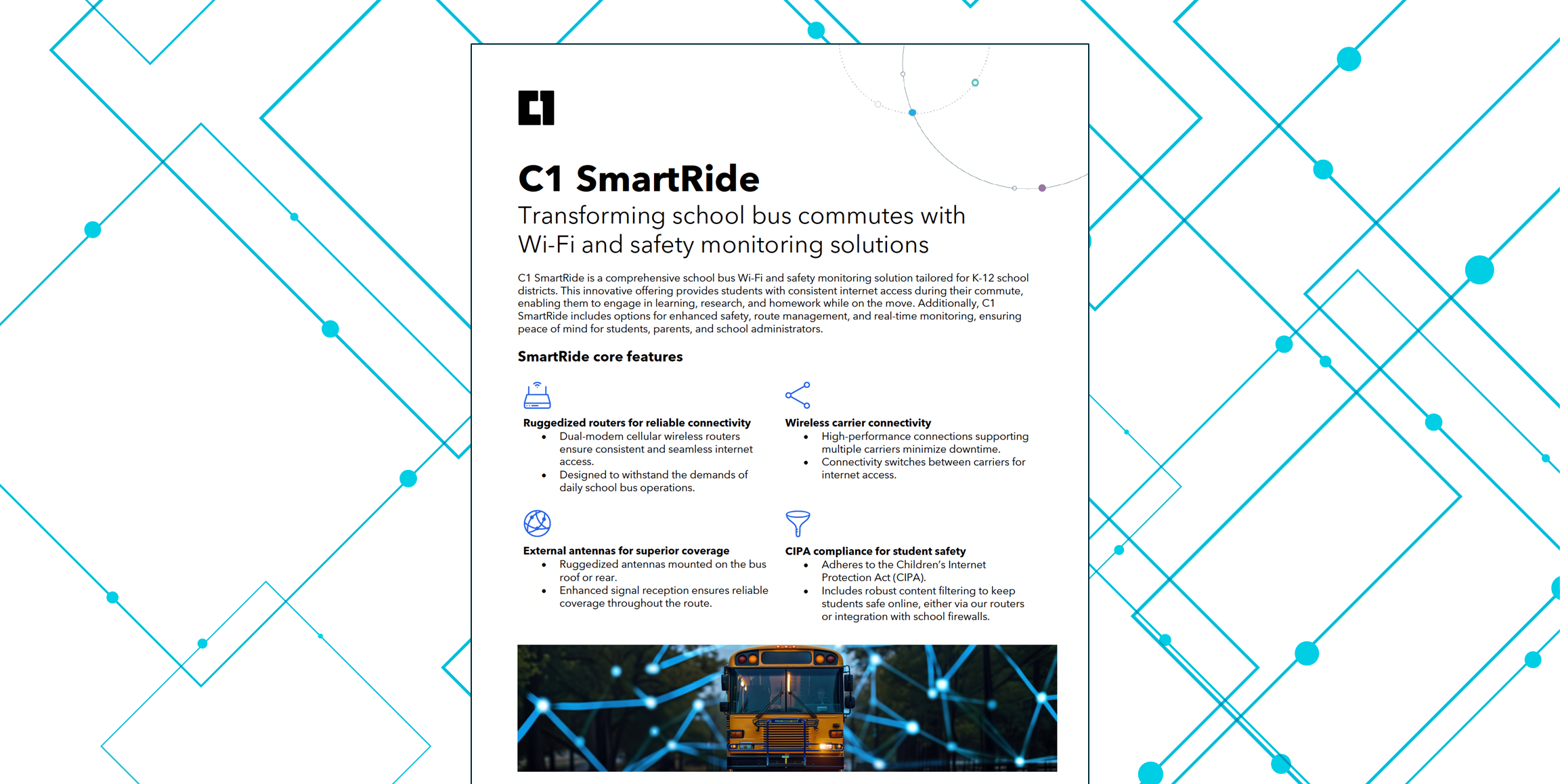 Datasheet | C1 SmartRide: School Bus Wi-Fi, Monitoring & More