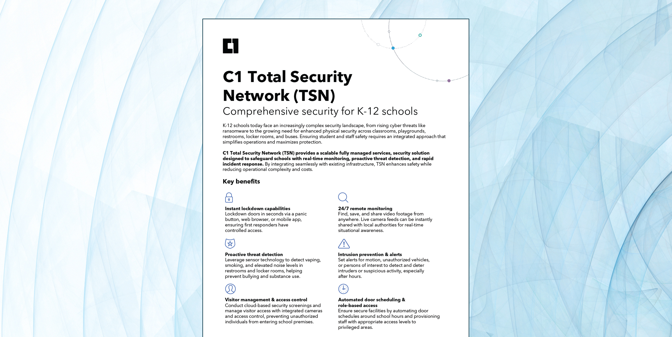 Datasheet | C1 Total Security Network for Safer Schools
