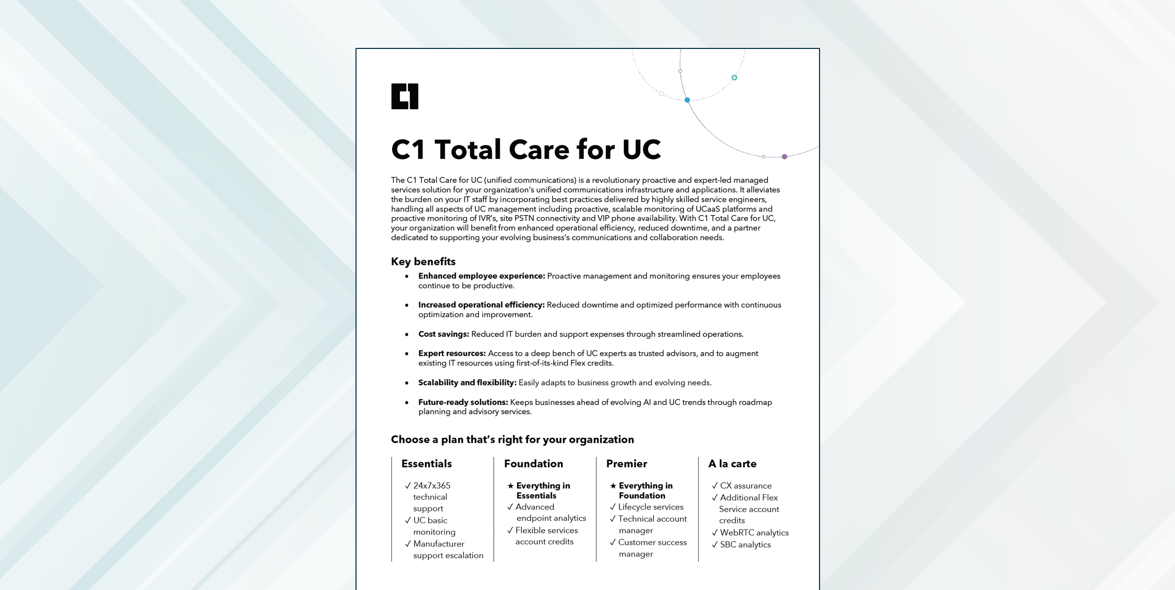 Datasheet | C1 Total Care for UC